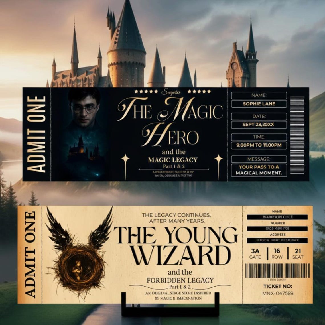 Magic Event Ticket Canva Template, Editable Wizard Fantasy Ticket ...