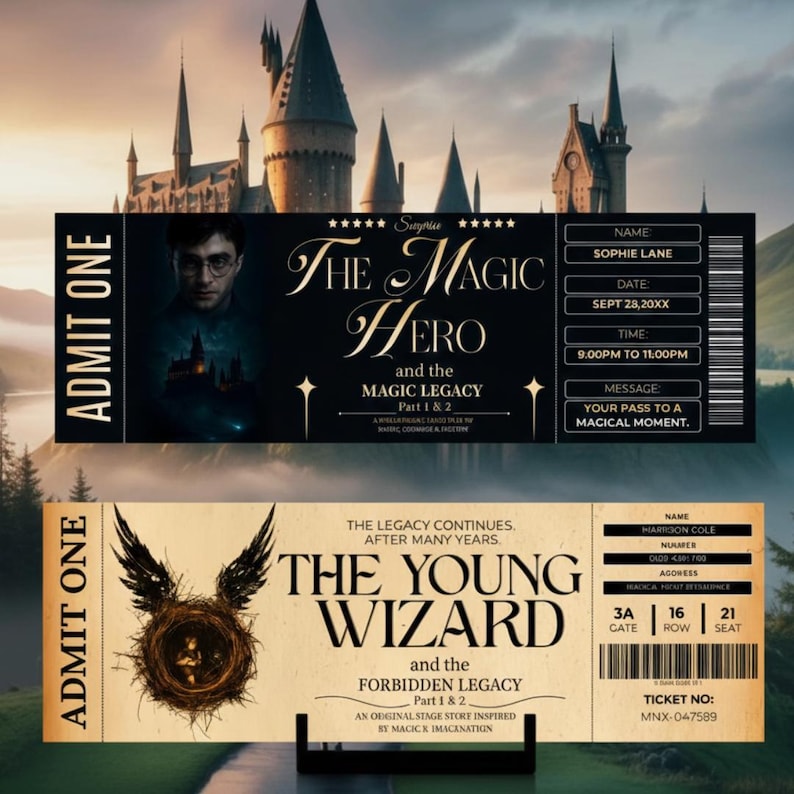 Magic Event Ticket Canva Template, Editable Wizard Fantasy Ticket ...