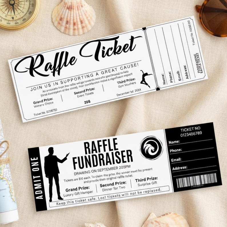 Editable Raffle Ticket Template Canva, Fundraiser Event Raffle Tickets ...