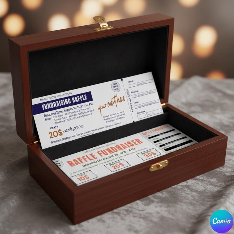 Editable Raffle Ticket Bundle Canva Templates, Fundraiser Event Tickets ...