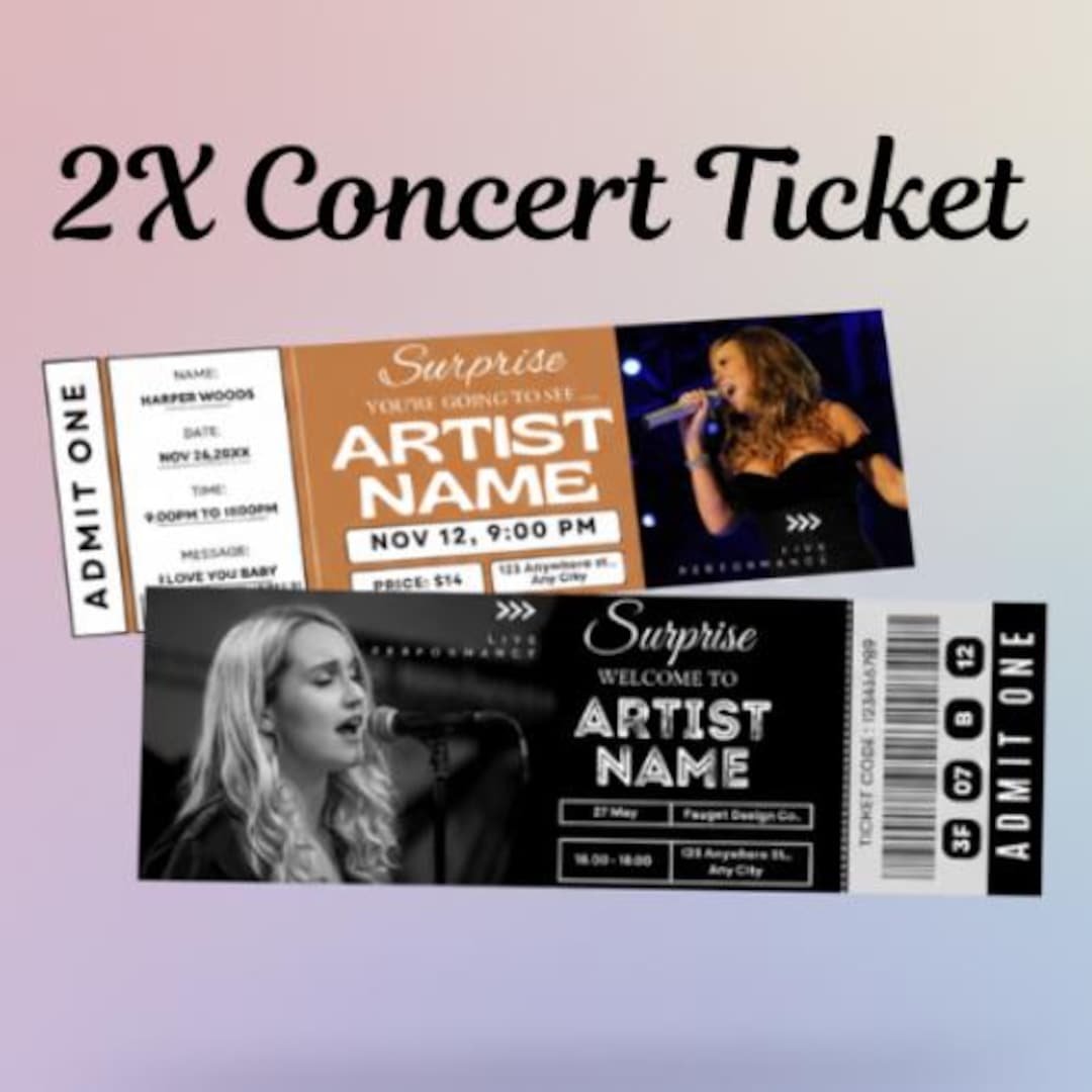 Editable Concert Ticket Template for Events & Gifts, Custom Printable Event Pass, DIY Admission ...