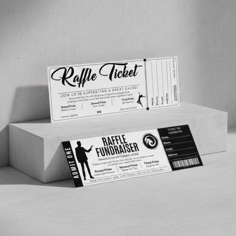 Editable Raffle Ticket Template Canva, Fundraiser Event Raffle Tickets ...