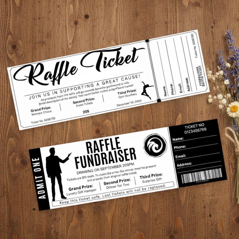 Editable Raffle Ticket Template Canva, Fundraiser Event Raffle Tickets ...