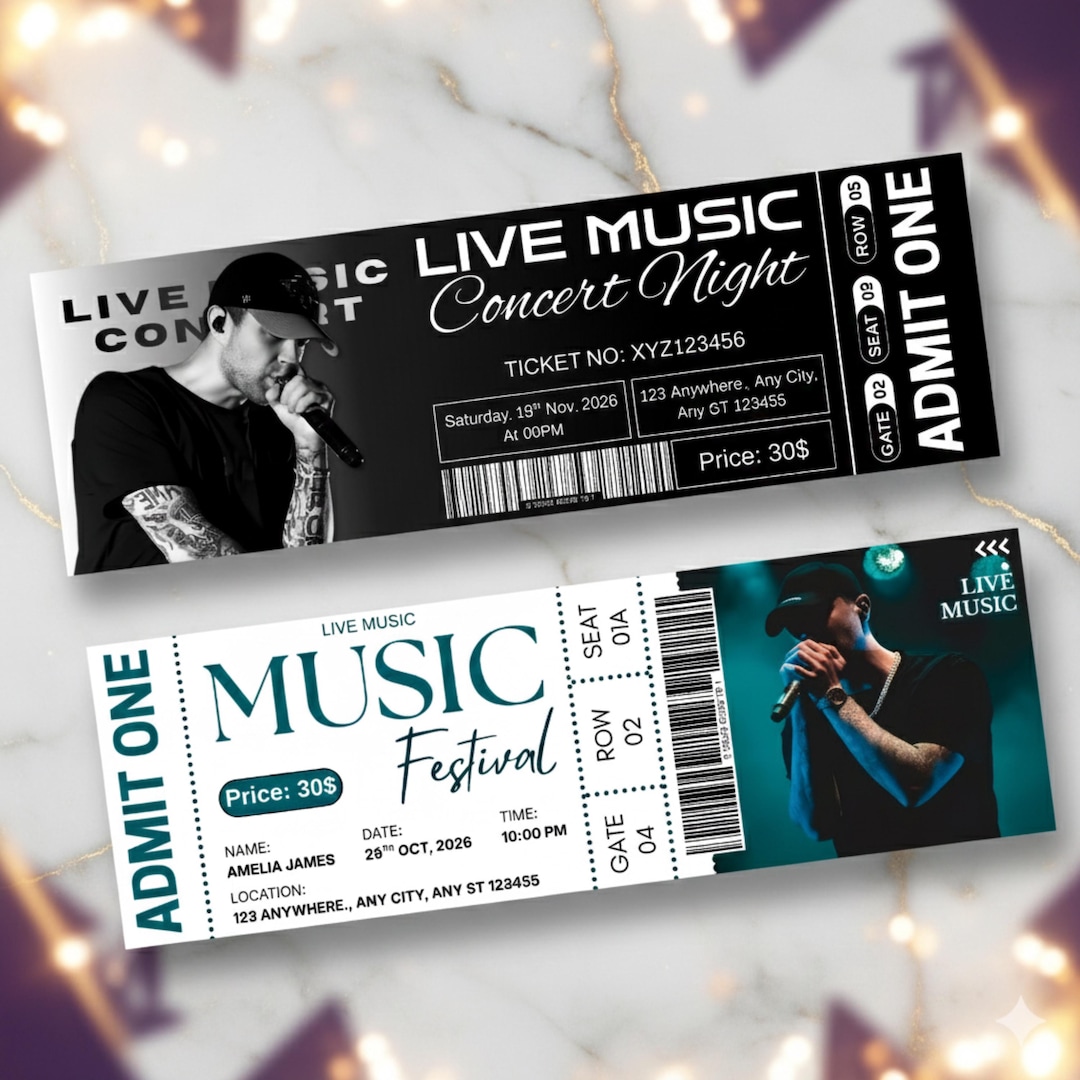 Concert Ticket Template Canva Editable, Digital Concert Ticket Design ...