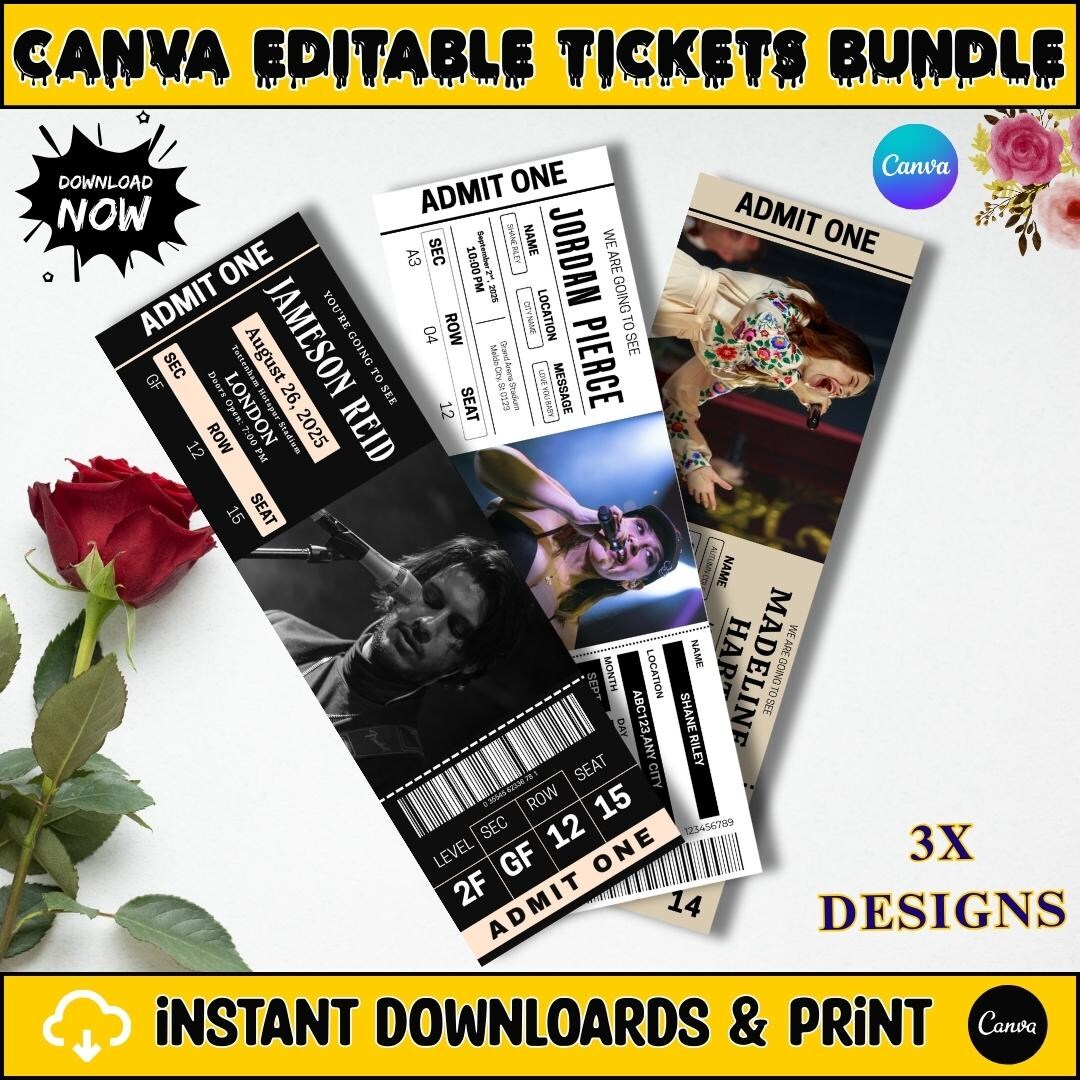 Editable Event Ticket Template, Concert, Party, Admit One (digital ...