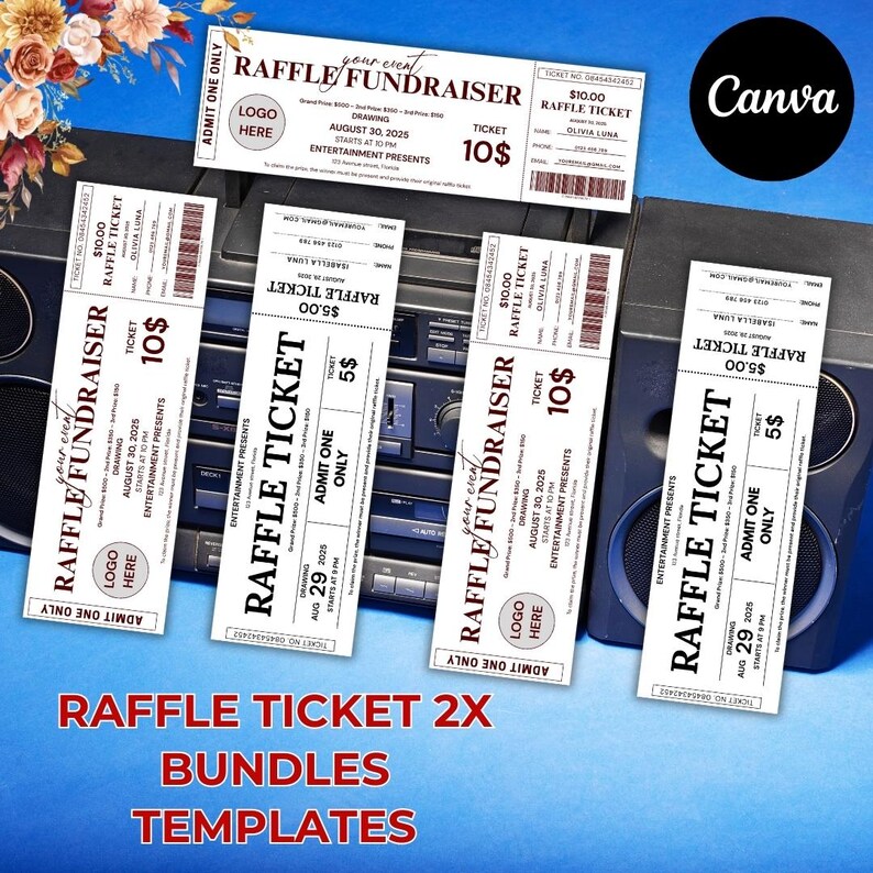 Editable Raffle Ticket Template | Canva Fundraiser Ticket (digital ...