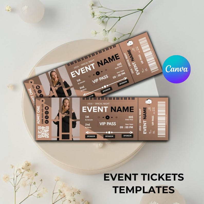 Editable Concert Ticket Template | Canva Ticket Stub | Printable Admit ...