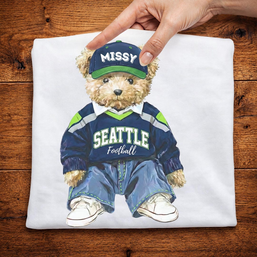 Personalized Seattle Football Teddy Bear Png, Custom Team With Name ...