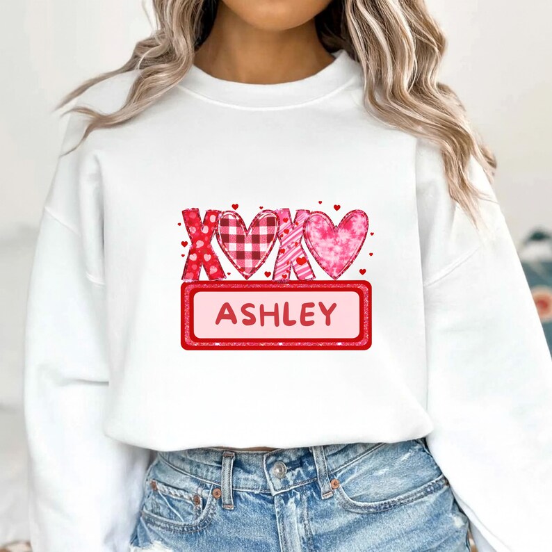 Custom XOXO Name PNG Personalized Valentine Tag Pink Gingham Hearts ...