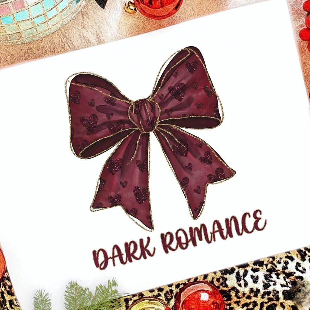 Dark Romance Bow PNG | Gothic Valentine Clipart | Moody Burgundy Love ...