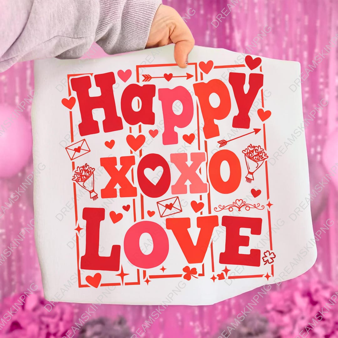 Happy XOXO Love PNG, Valentine Block Letter Design, Retro Valentine ...