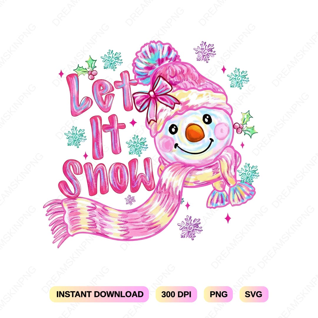 Let It Snow PNG | Coquette Xmas Clipart | Pinky Holiday Snow Girl SVG ...