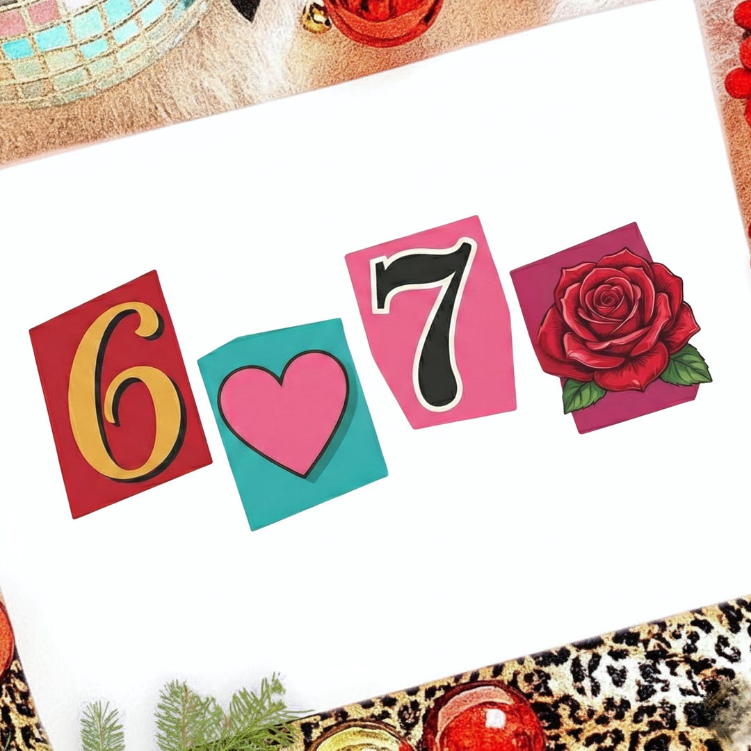 Funny Six Seven Valentine Coquette Heart & Rose Png | Viral 6 7 Meme ...