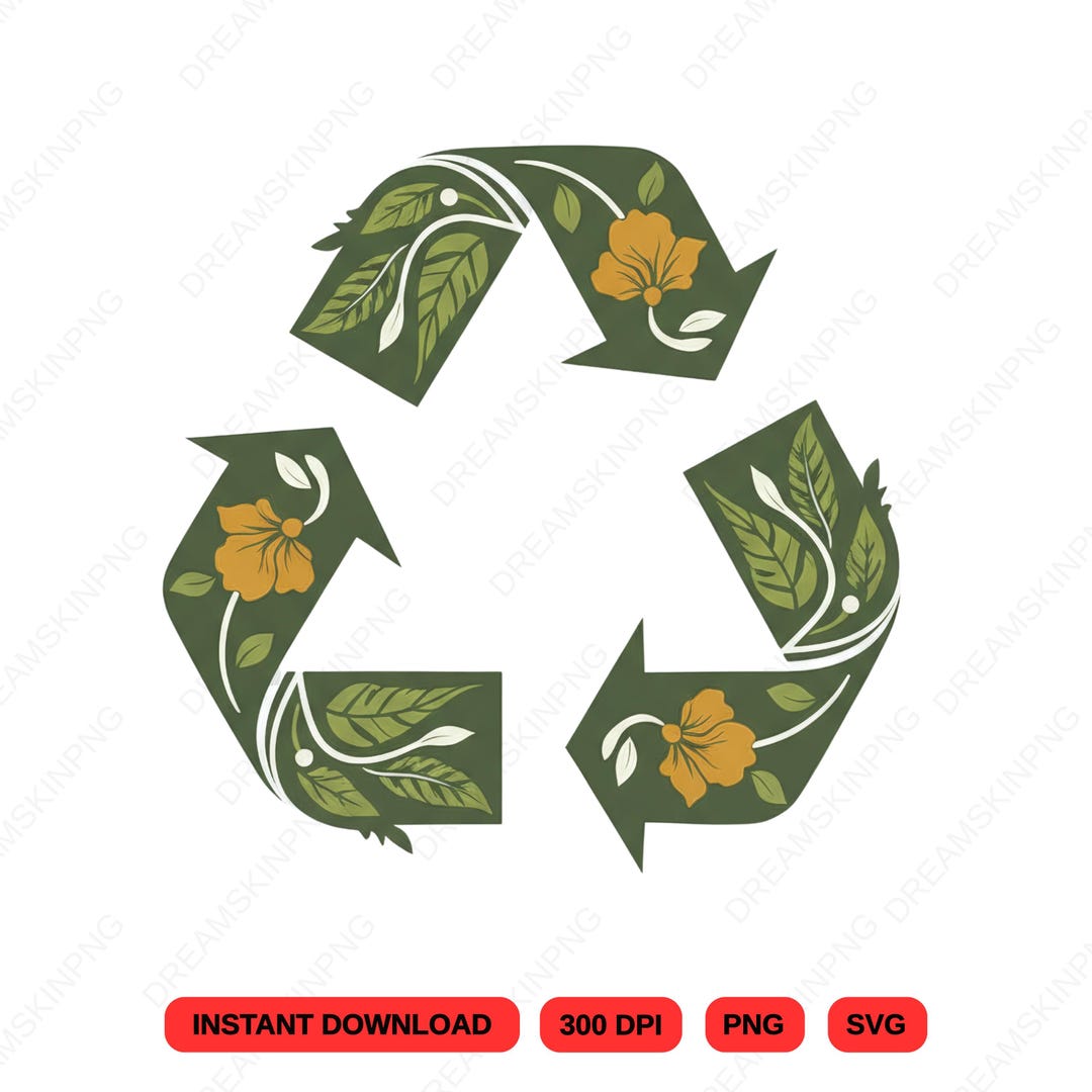 Floral Recycle Symbol PNG | Eco Friendly Clipart Design | Earth Day ...
