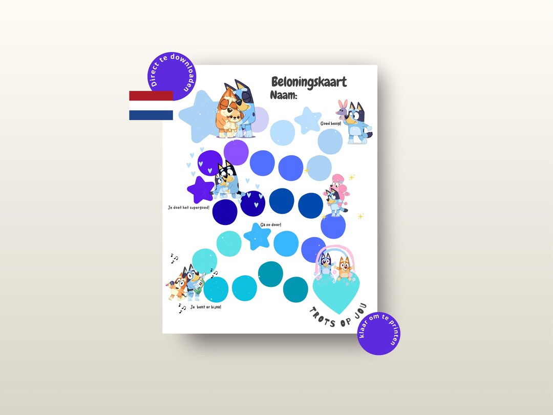 Bluey Reward Chart, Printable Reward Chart, Bluey Theme, Sticker Chart ...
