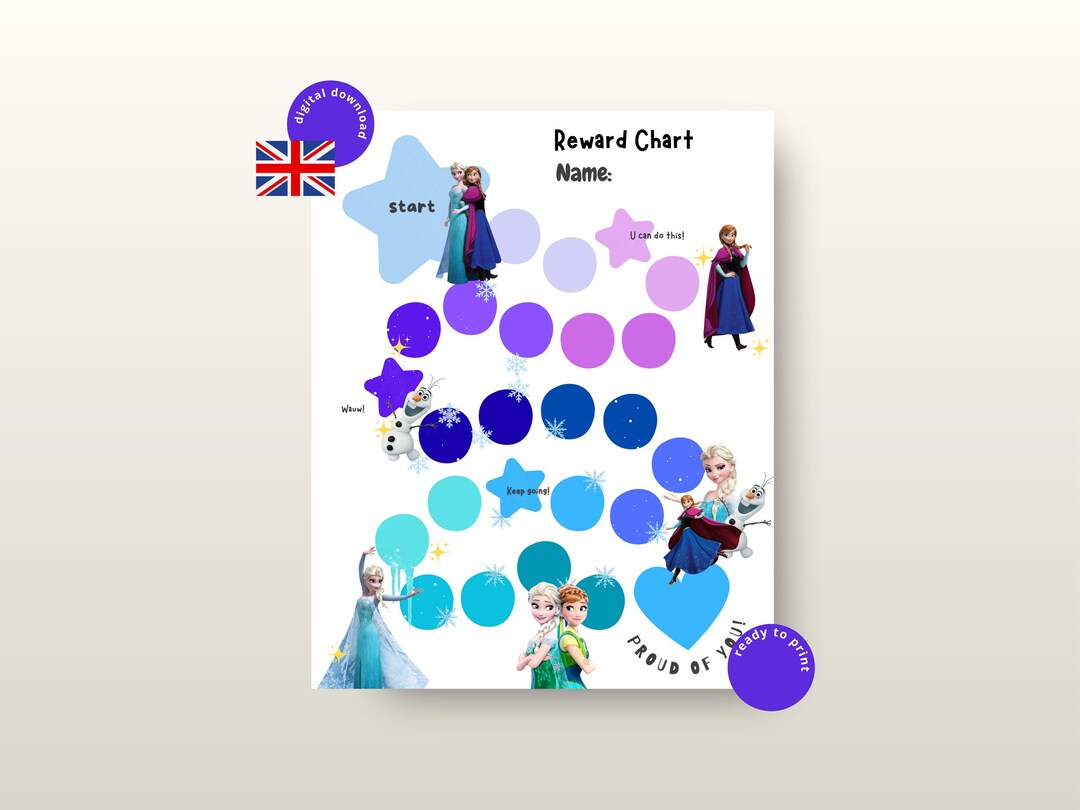 Frozen Reward Chart for Kids, Printable Template, Behavior Chart, Elsa ...