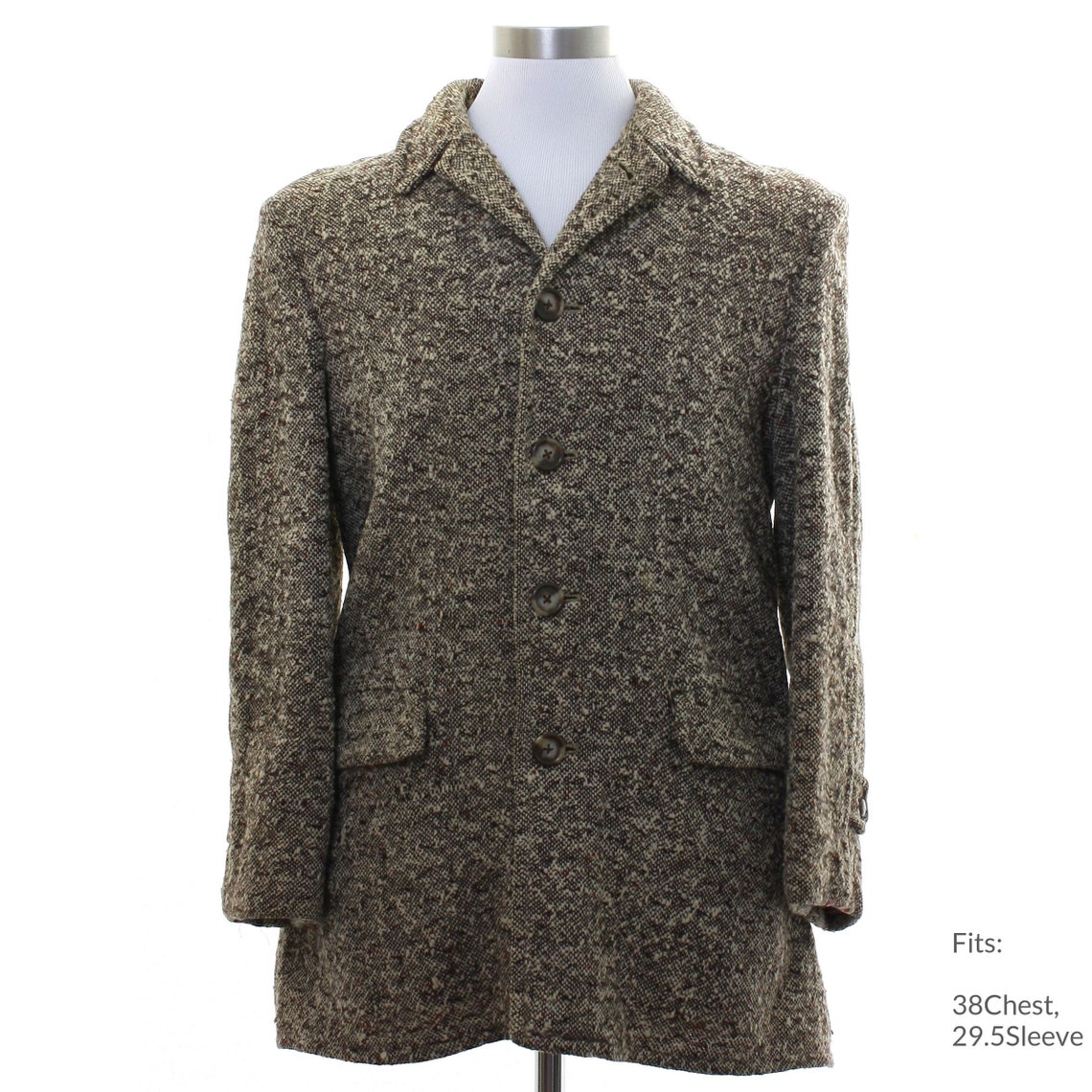 Small 50s Mens Wool Car Coat Jacket | Vintage Long Sleeve (38chest, 29 ...