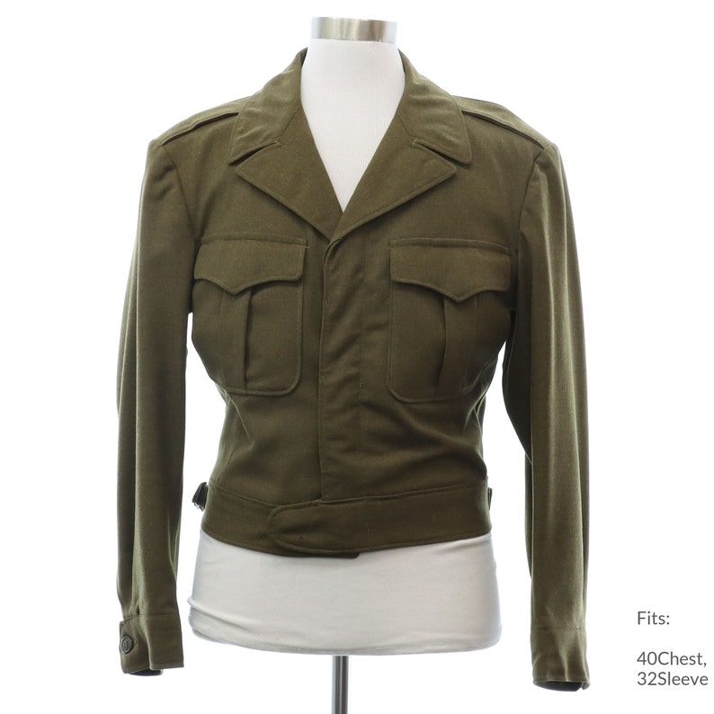 Medium 40s Mens Eisenhower Style WWII Army Military Ike Jacket Vintage ...