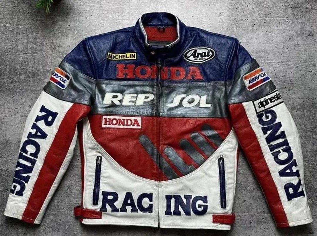 Honda Repsol Leather Motorcycle Jacket - Handmade Cowhide Biker Racing ...