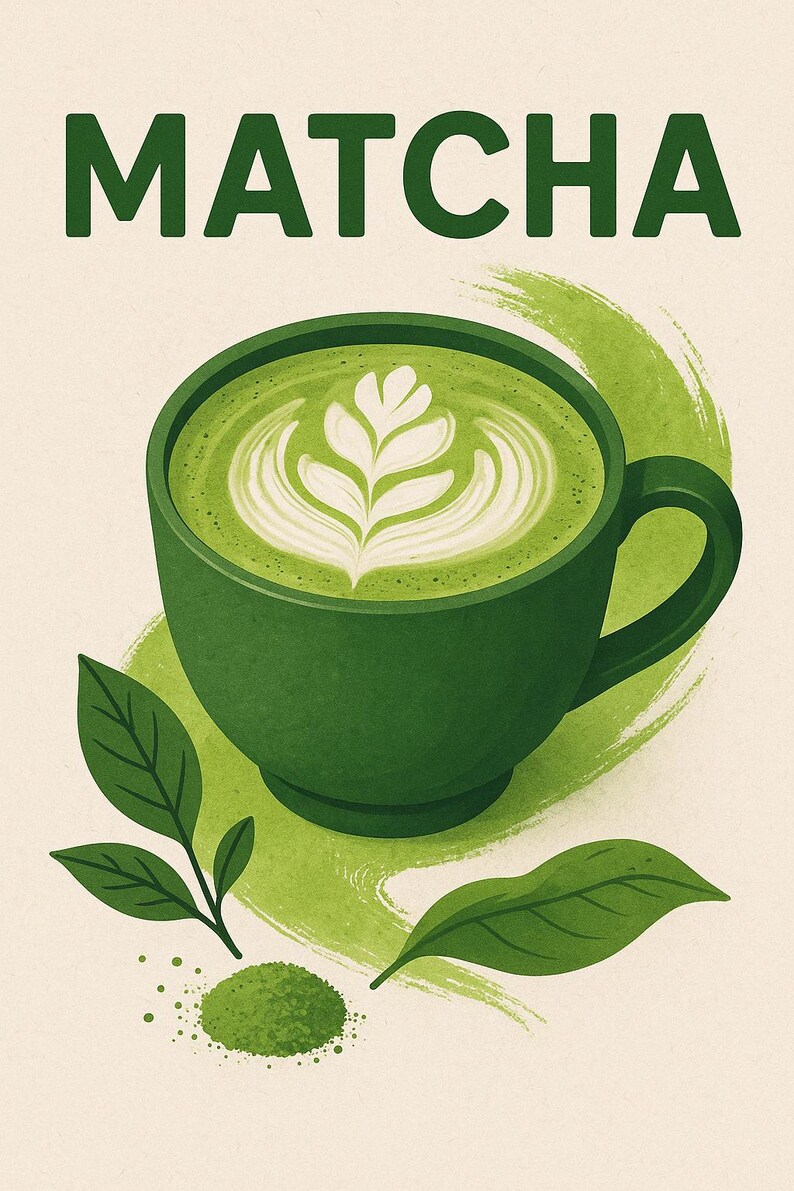Matcha Latte Art Print: Modern Tea Poster - Etsy