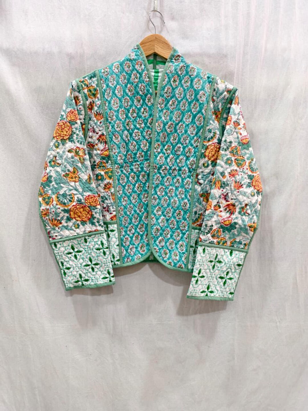 Hand Block Print Quilted Cotton Jacket: Reversible Indian Coat - Etsy