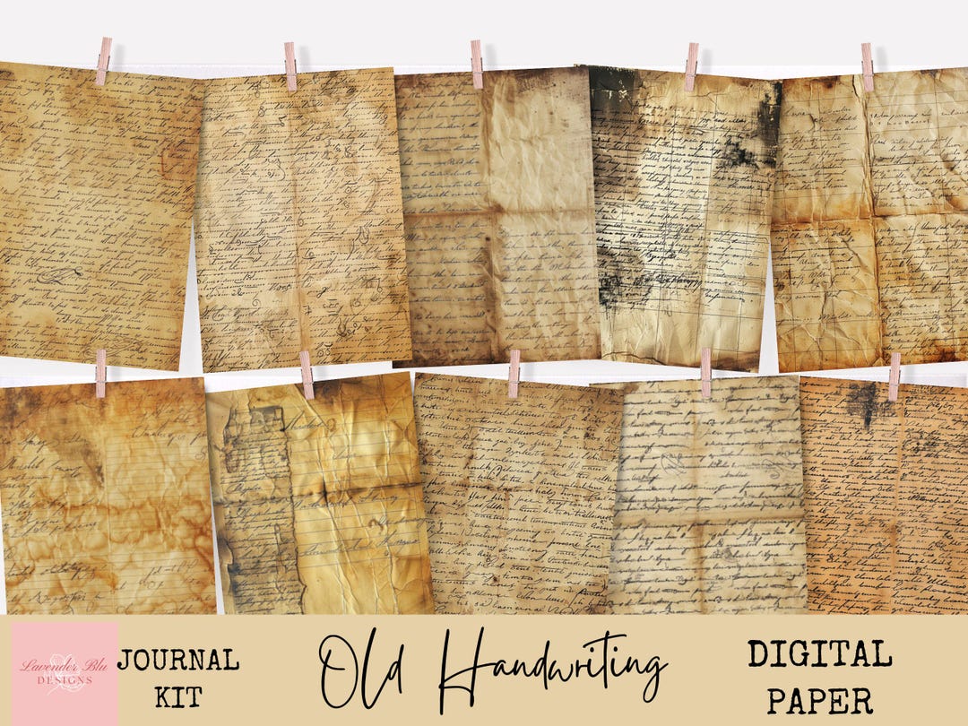 Handwritten Letters Digital Papers, Neutral Scrapbook Kit, Handwriting ...