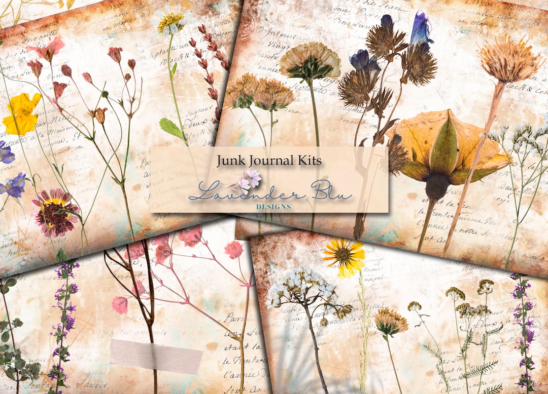 Printable Junk Journal Kit, Floral, Dried Flowers, Digital Kit, Journal ...