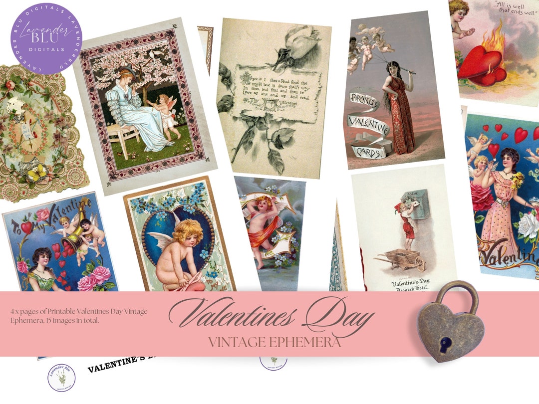 Vintage Love Notes - Printable Valentines Ephemera Digital Kit - Etsy