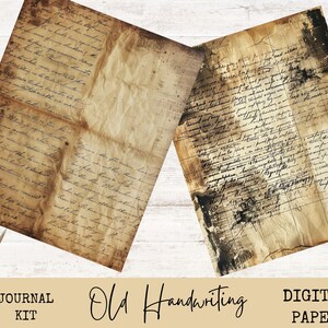 Handwritten Letters Digital Papers, Neutral Scrapbook Kit, Handwriting ...