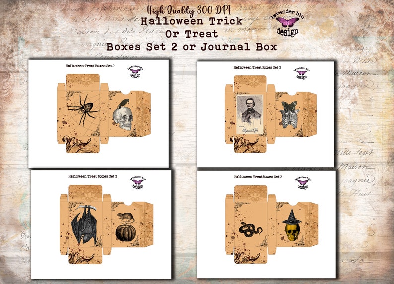 Junk Journal Kit Printable Halloween Treat Boxes Set 2 - Etsy