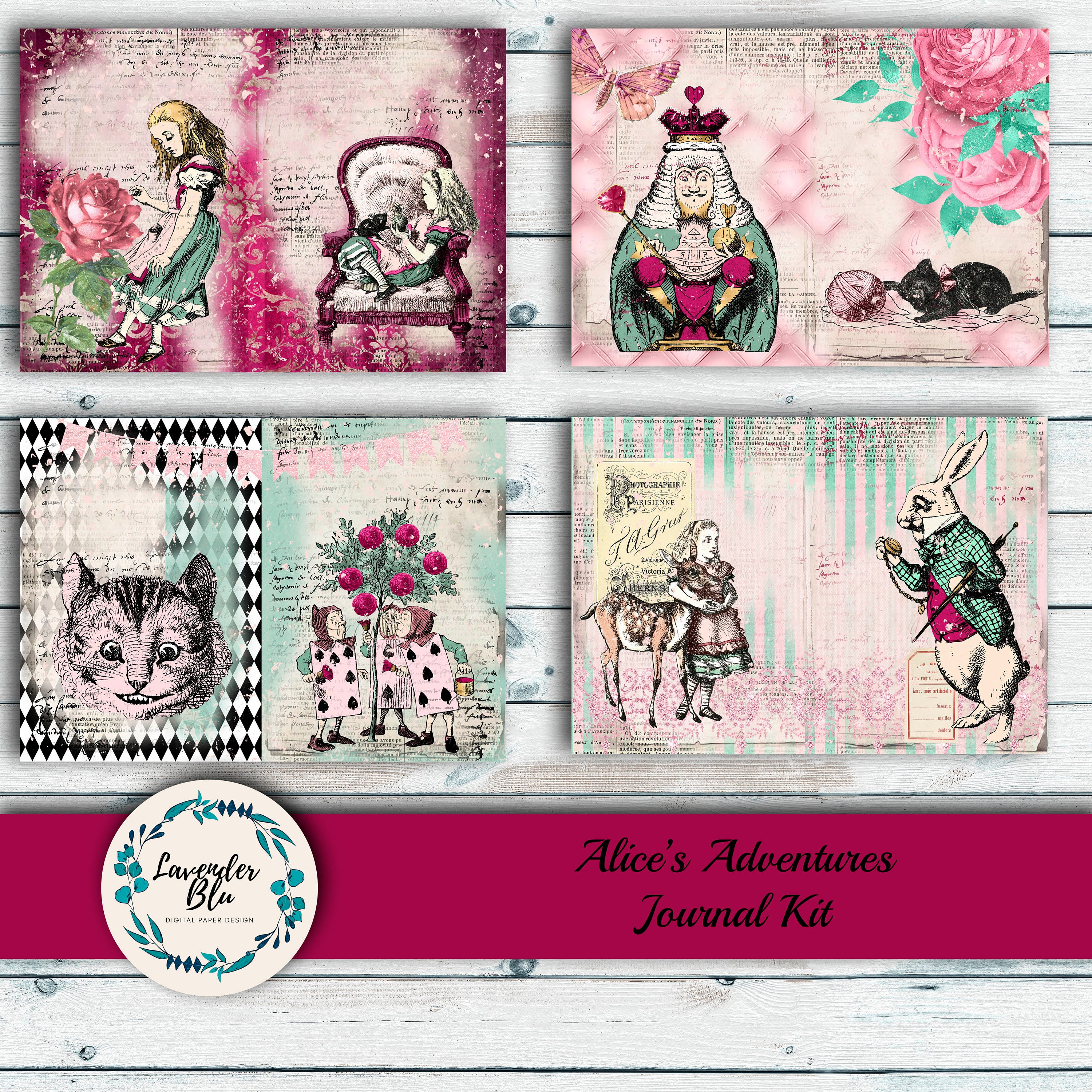 Alice in Wonderland Journal Kit: Printable Ephemera Pages (digital ...