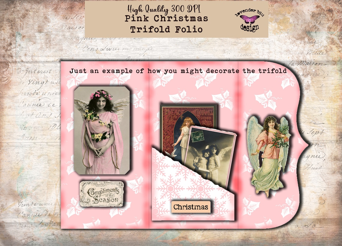 Printable Journal Kit Trifold Folio Pink Christmas - Etsy