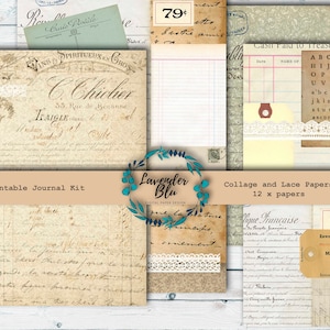 Printable Journal Kit, Junk Journal Pages, Collage Sheets, Ephemera ...