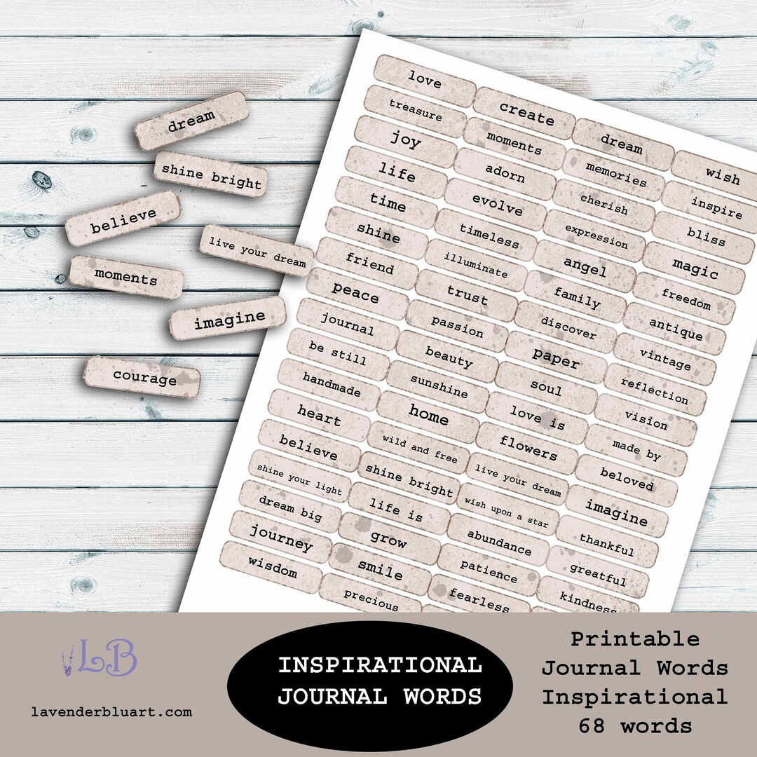 Inspirational Journal Words: Printable Embellishments (digital Download ...