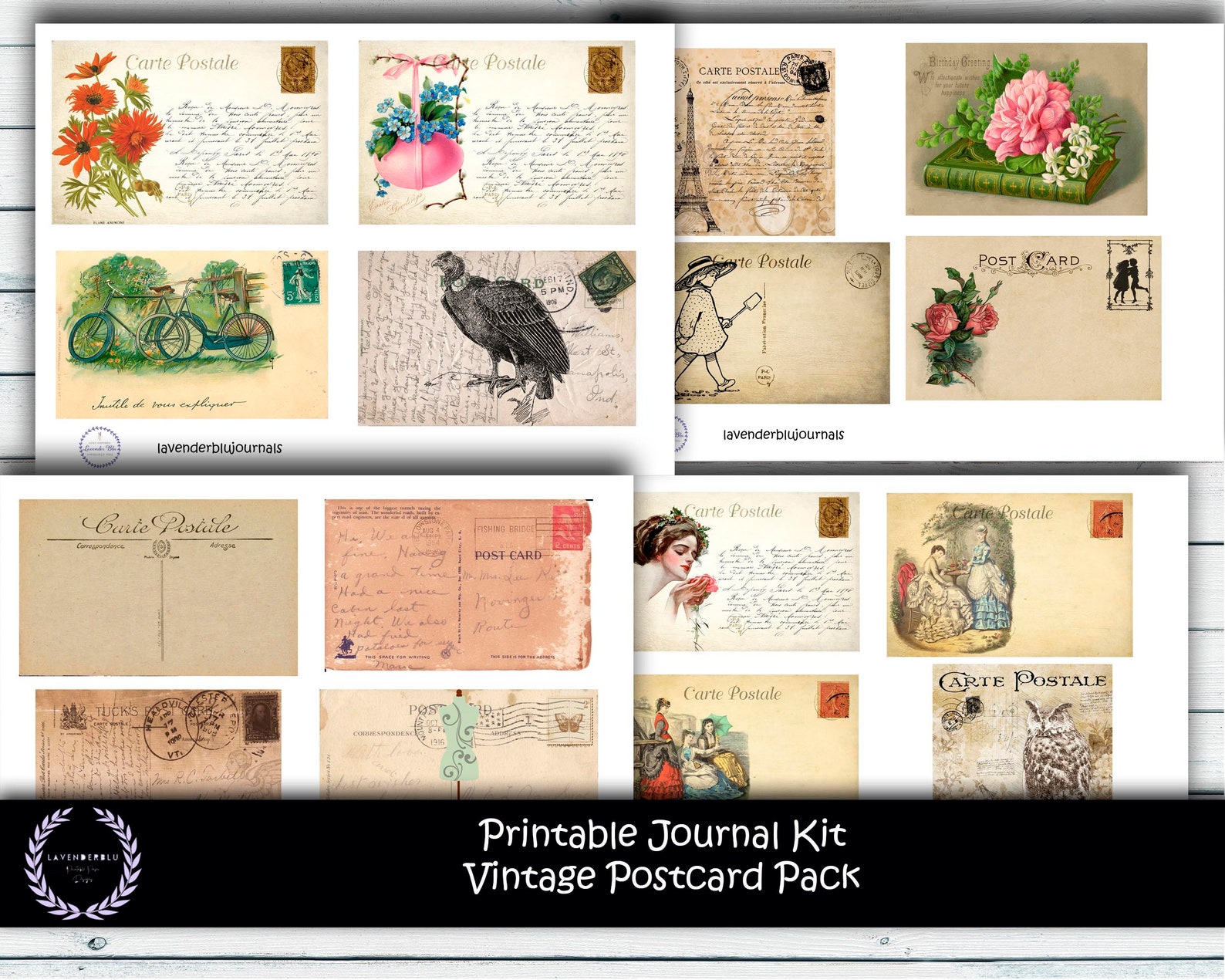 Junk Journal Printable Ephemera Vintage Postcards Digital - Etsy