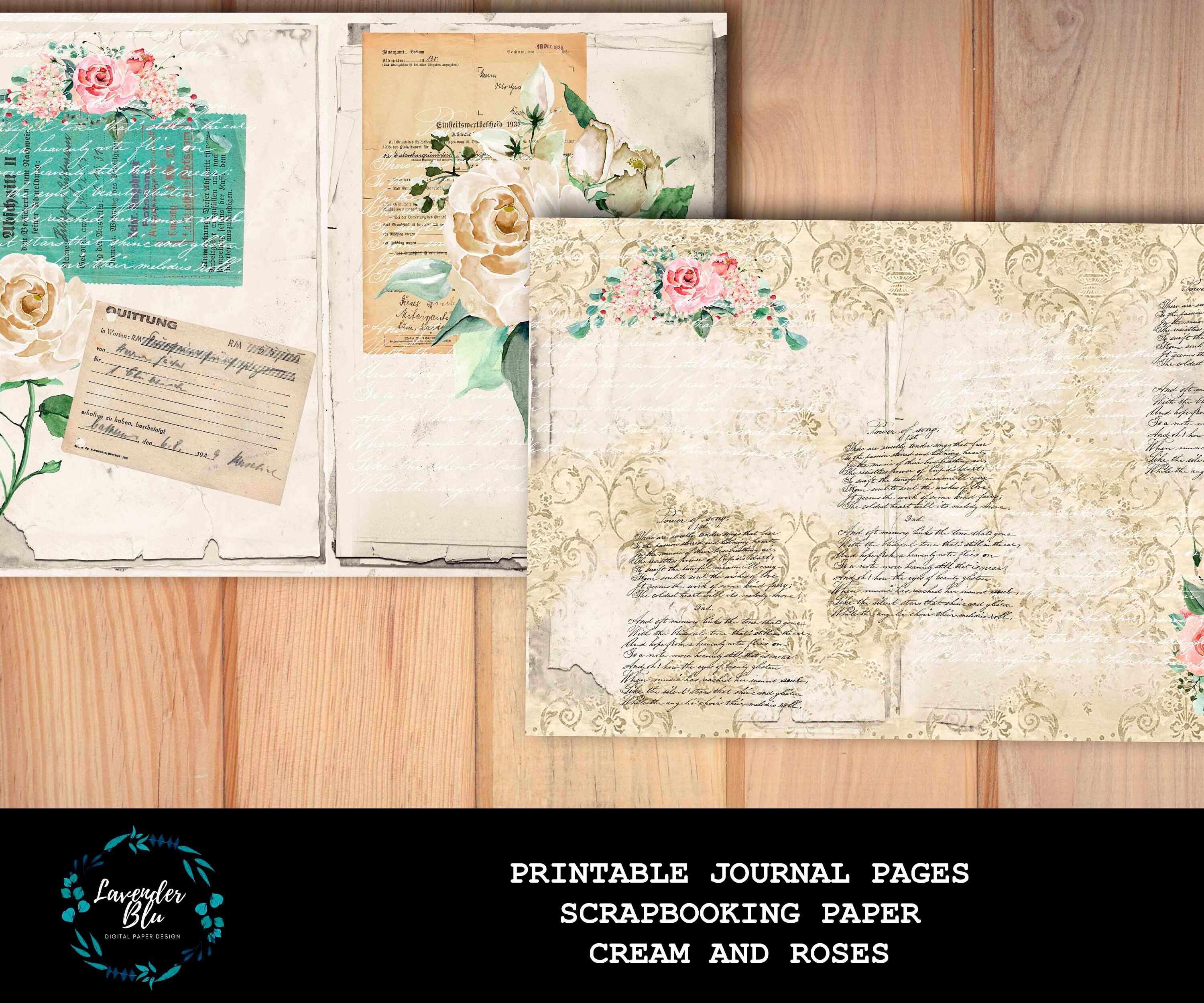 Junk Journal Pages Printable Kit Collage Papers Cream and - Etsy