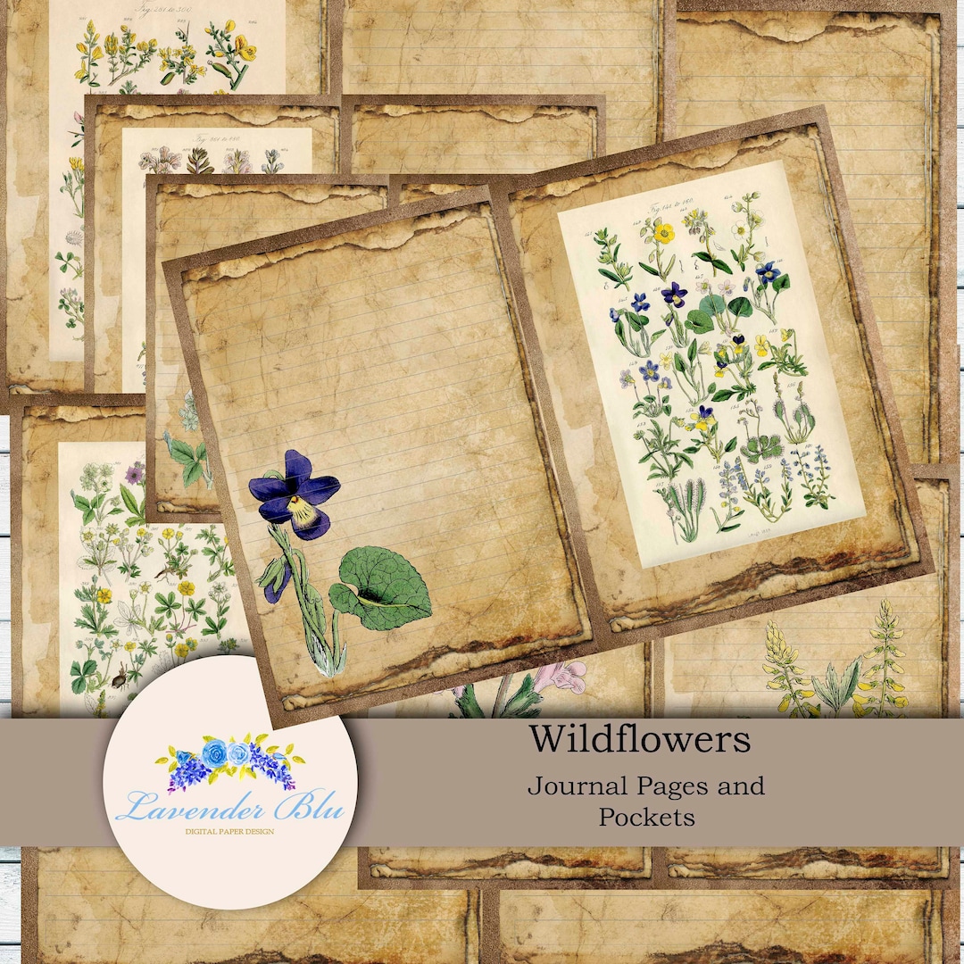 Junk Journal Kit, Printable Journal Pages Wildflowers - Etsy