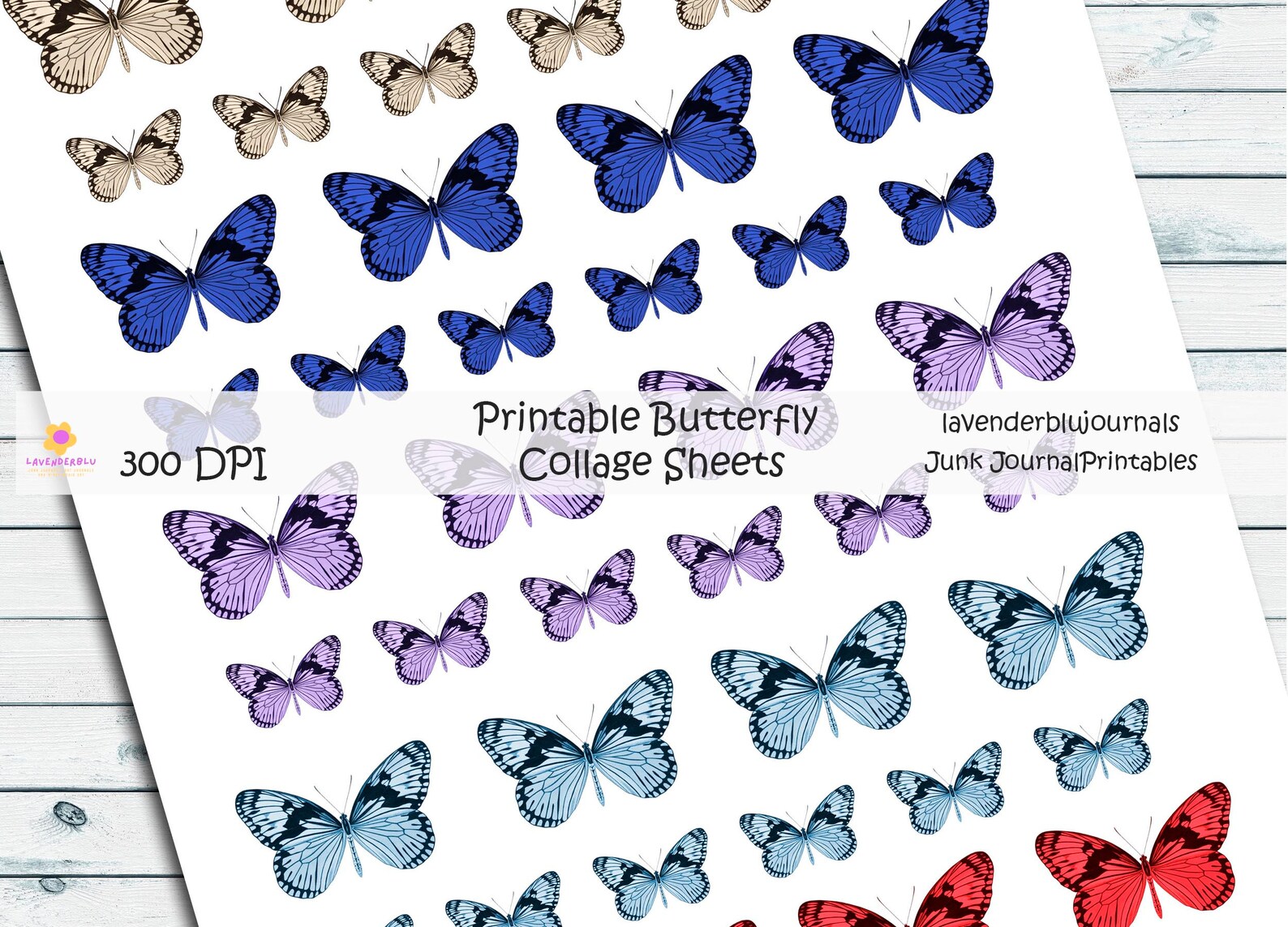 Digital Collage Sheets Butterflies Scrapbooking Ephemera - Etsy