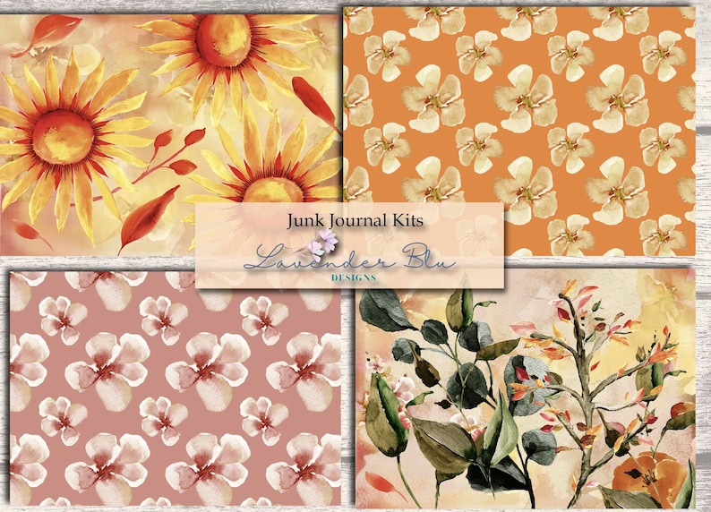 Autumn Floral Junk Journal Kit, Printable Collage Paper (digital ...