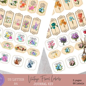 Printable Labels, Floral Labels, Junk Journal, Scrapbook, Vintage ...