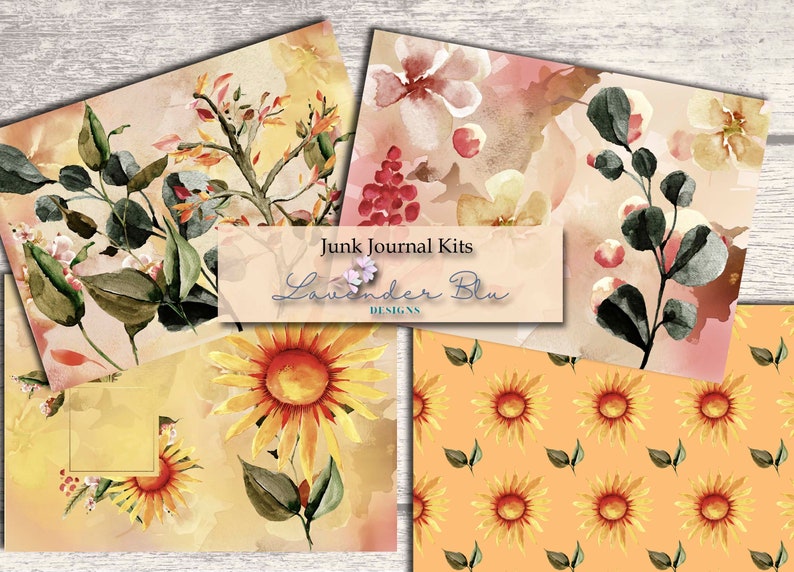 Autumn Floral Junk Journal Kit, Printable Collage Paper (digital ...