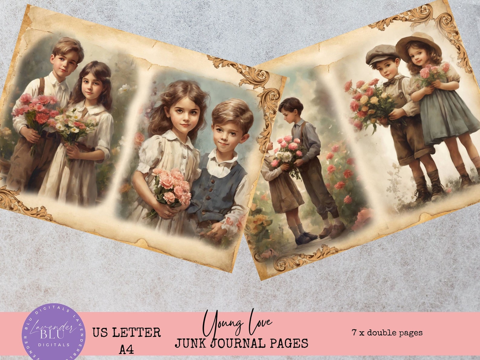 Printable Love Journal Pages | Vintage Valentines Ephemera Kit ...