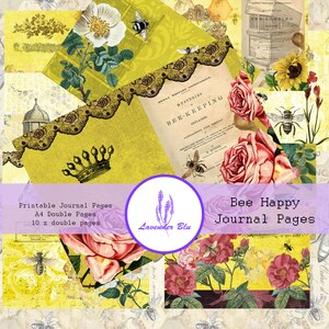 Printable Journal Kit Bee Happy Bee Themed Printable Paper Scrapbook ...