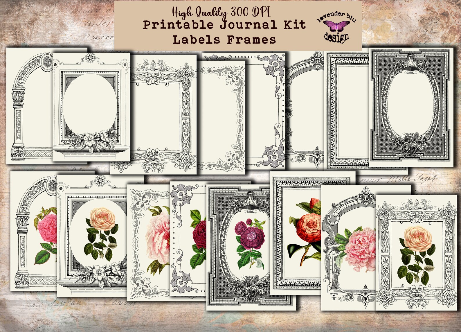 Printable Labels Frames Journal Cards Junk Journal Kit - Etsy