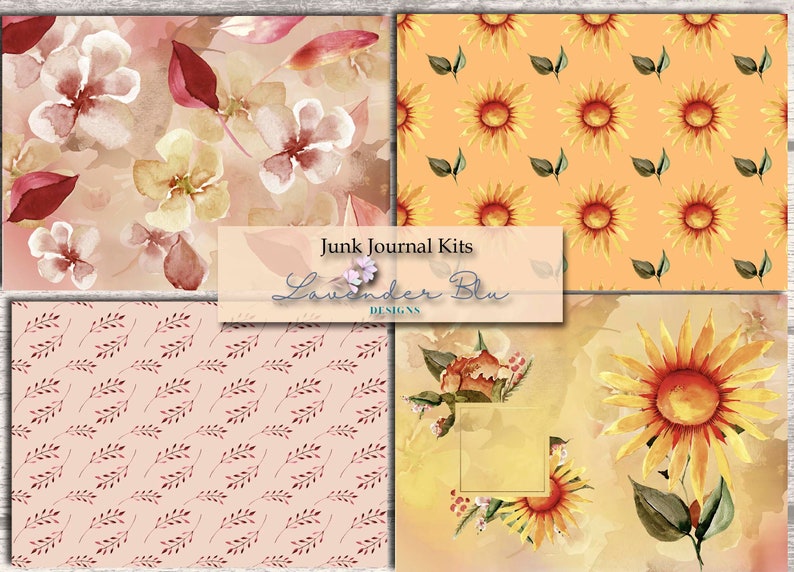 Autumn Floral Junk Journal Kit, Printable Collage Paper (digital ...