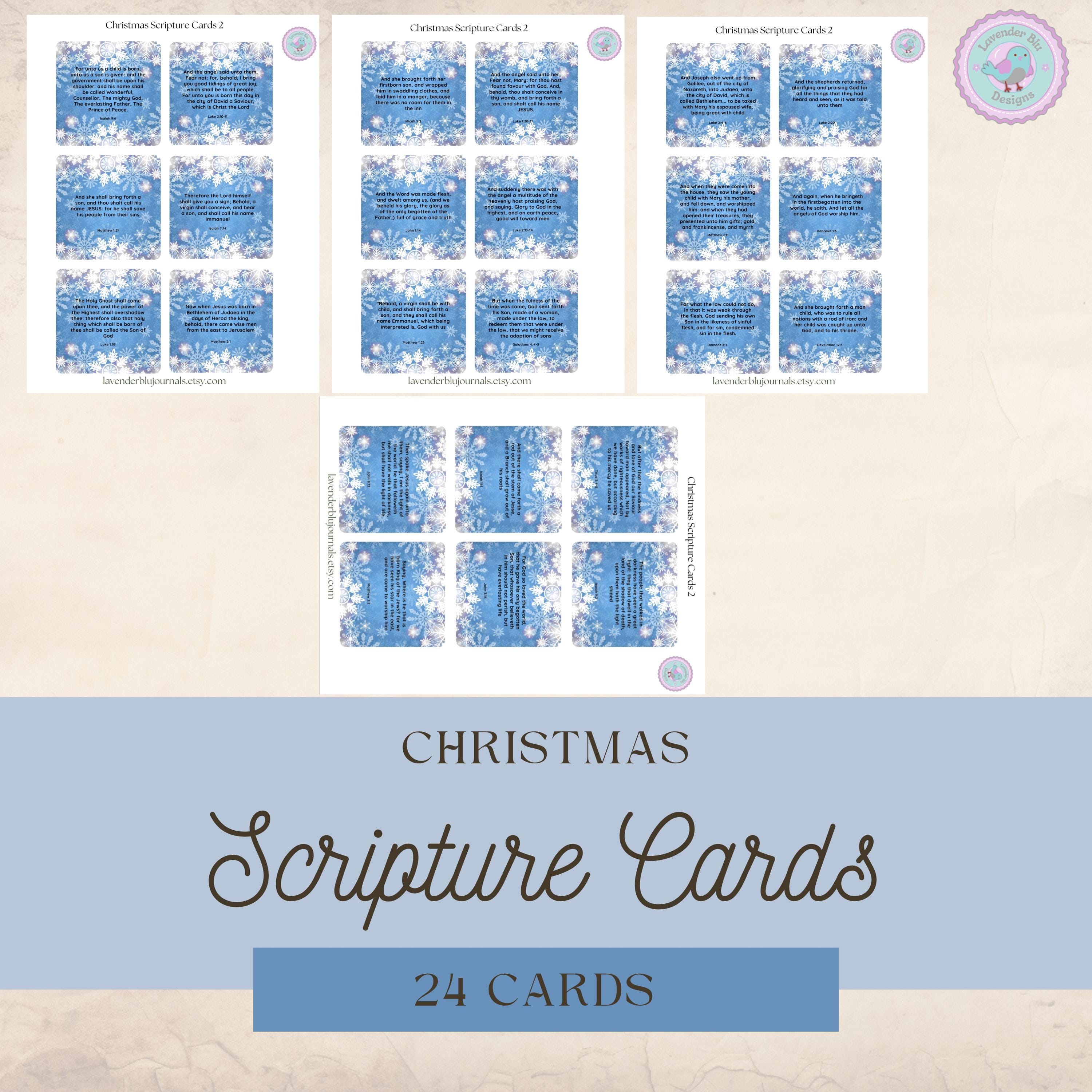 Printable Christmas Bible Verse Cards - Digital Download - Scripture ...