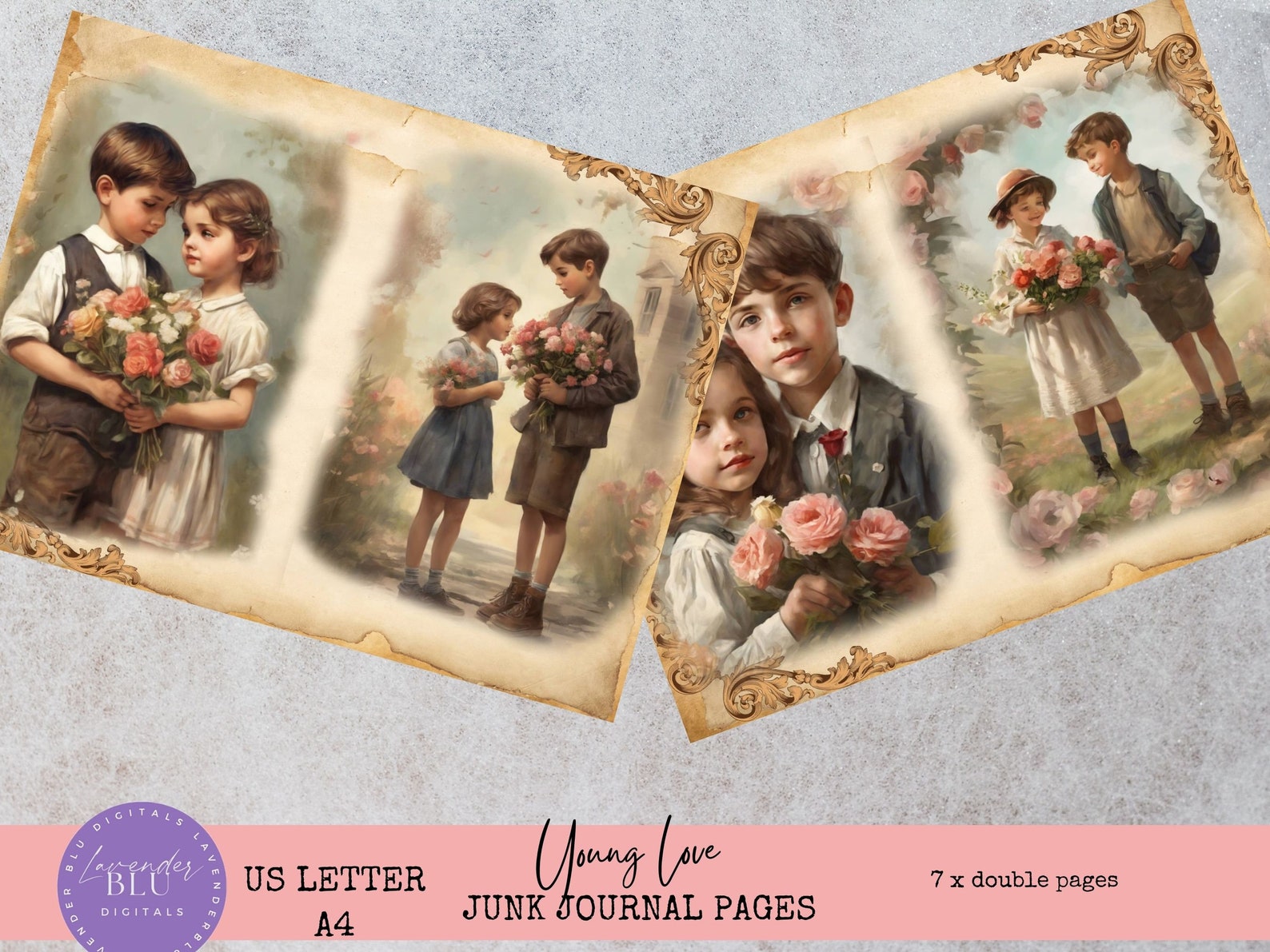 Printable Love Journal Pages | Vintage Valentines Ephemera Kit ...