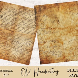 Handwritten Letters Digital Papers, Neutral Scrapbook Kit, Handwriting ...