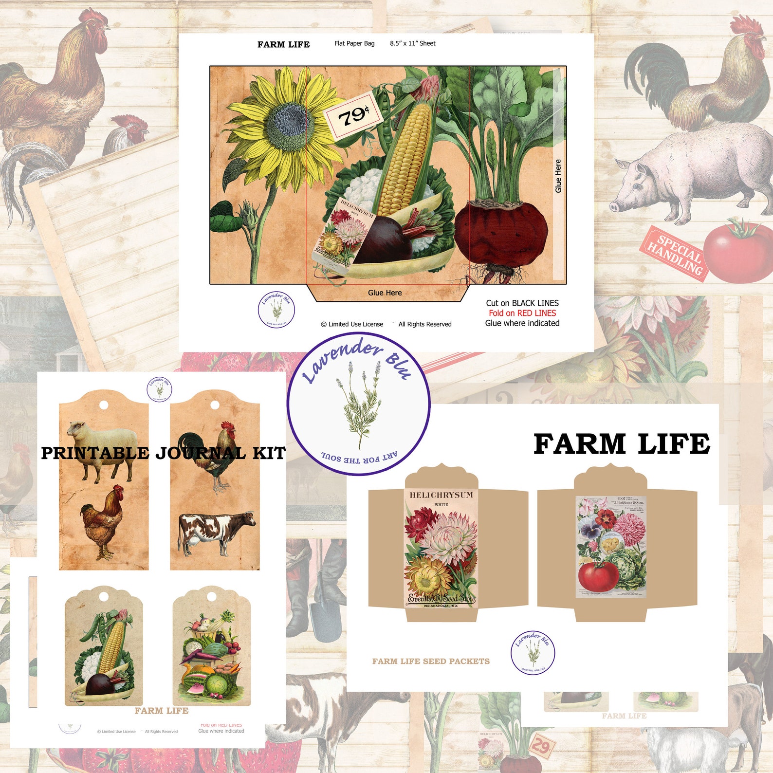 Printable Journal Kit Farm Life Digital Printable Paper - Etsy