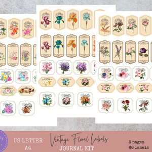 Printable Labels, Floral Labels, Junk Journal, Scrapbook, Vintage ...